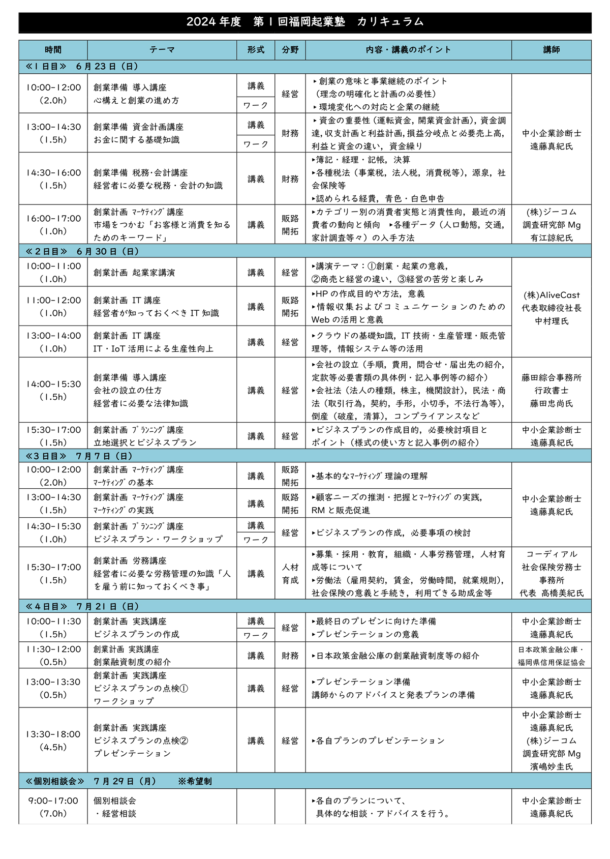 福岡商工会議所/Fukunet/イベントカレンダー｜2024年度第1回 福岡起業塾